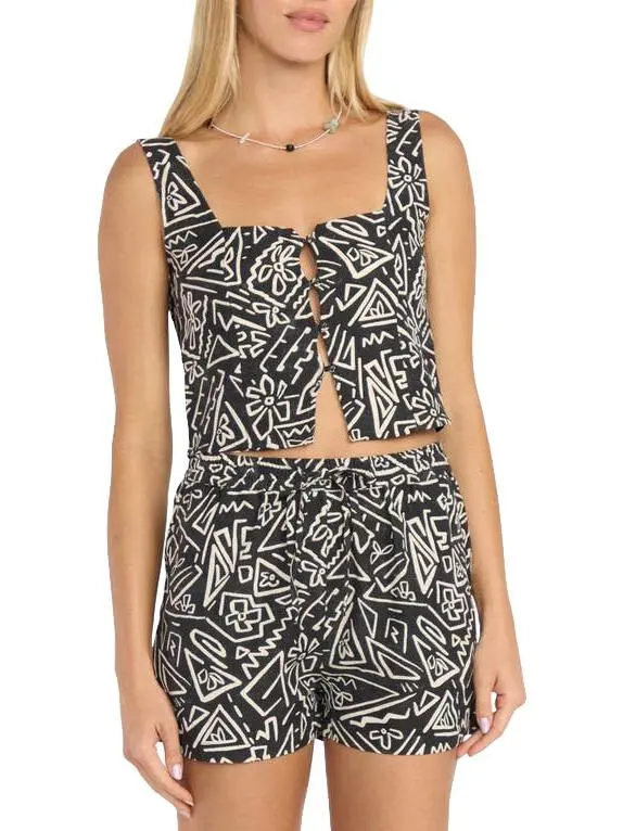 BILLABONG Printed Cotton Tank - Black White
