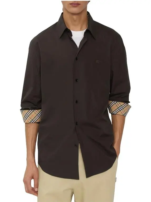 Burberry Slim Fit Cotton Shirt - Bark Brown