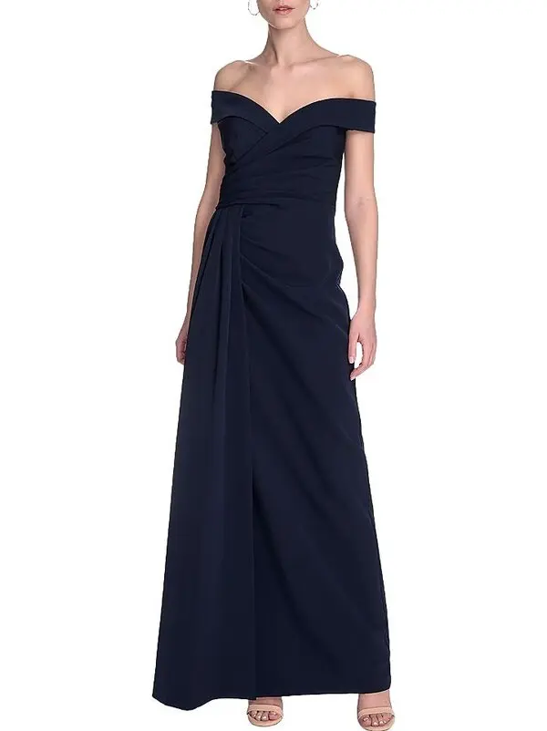 Eliza J Off-the-shoulder Drape Gown - Navy