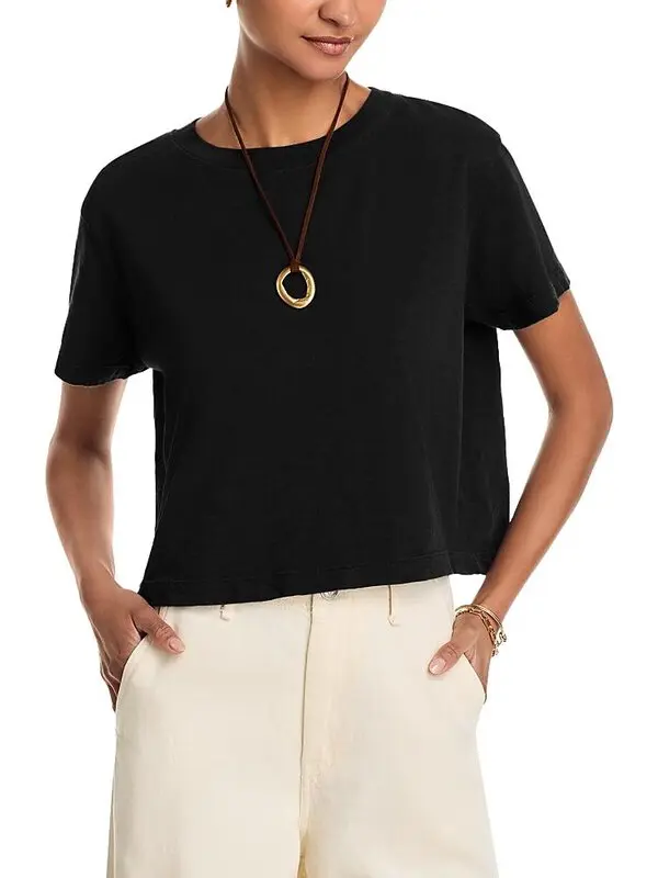Velvet By Graham & Spencer Sabel Cropped Crewneck Tee - Black