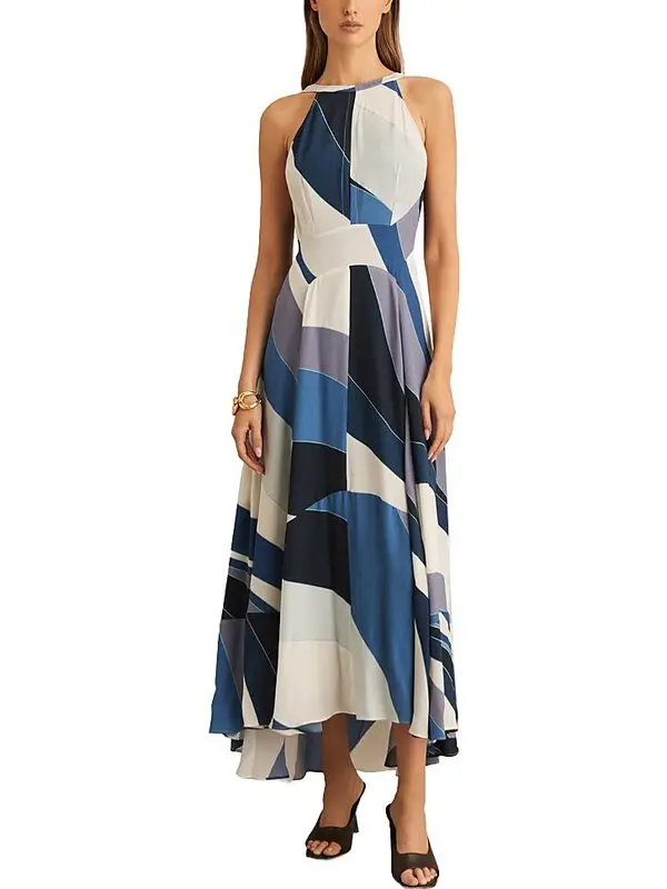 REISS Imogen Stripe Maxi Dress - Blue