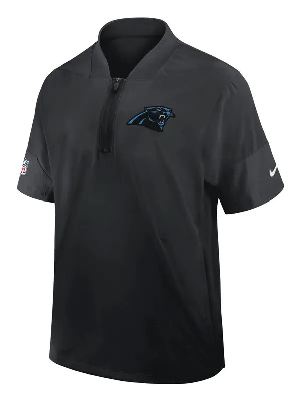 Nike Carolina Panthers Sideline Coach Nfl 1/2-zip Short-sleeve Jacket - Black