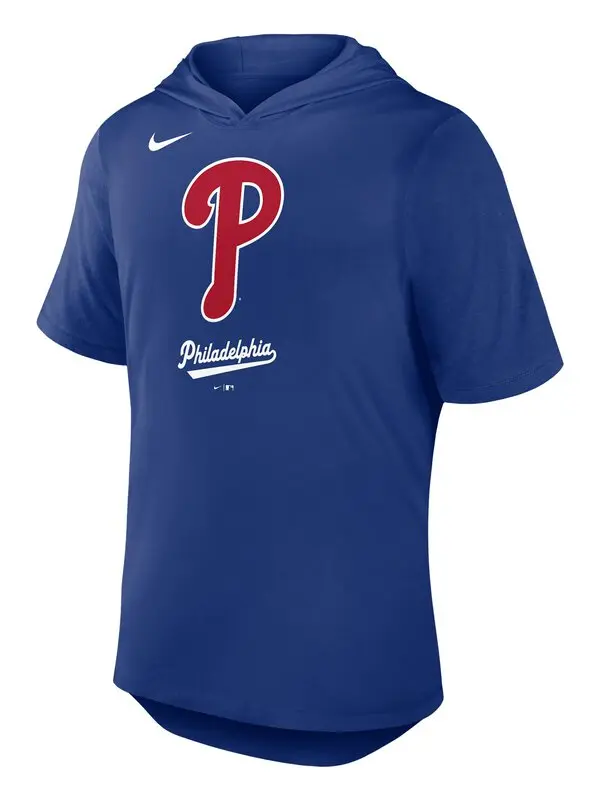 Nike Philadelphia Phillies Logo Dri-fit Mlb Hooded T-shirt - Blue