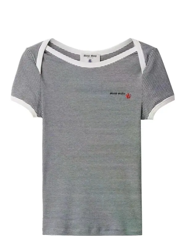 Miu Miu Striped T-shirt - White