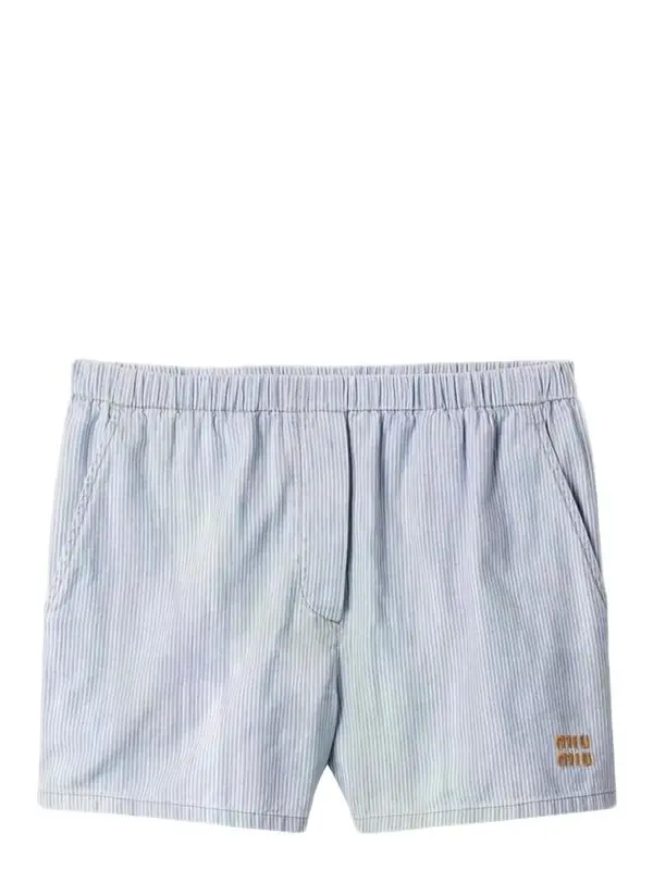 Miu Miu Striped Chambray Shorts - Blue