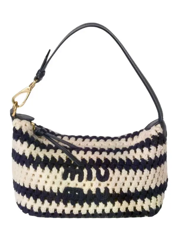 Miu Miu Striped Crochet Shoulder Bag - Blue