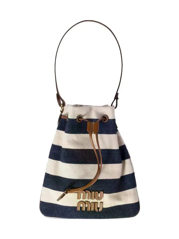 Miu Miu Striped Bucket Bag - Blue