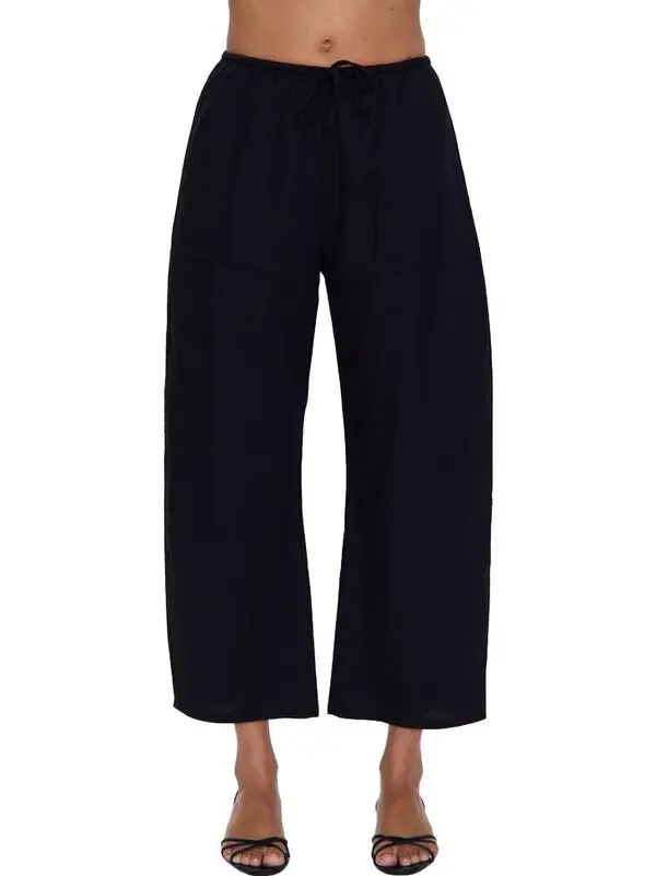PISTOLA Stretch Cotton Ankle Drawstring Pants - Noir