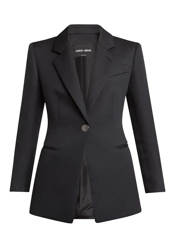 Giorgio Armani Techno Scuba One-button Blazer - Solid Black