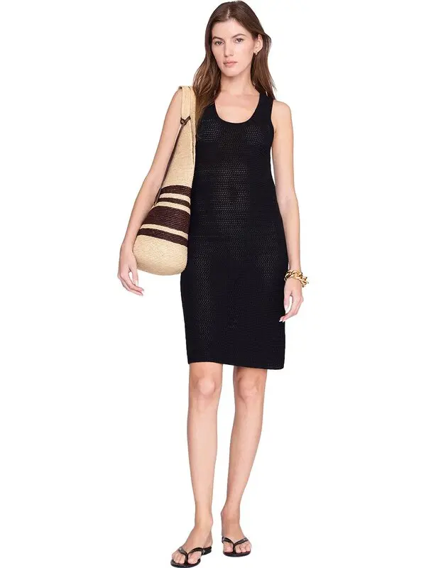 ANINE BING Arie Crochet Knit Mini Dress - Black