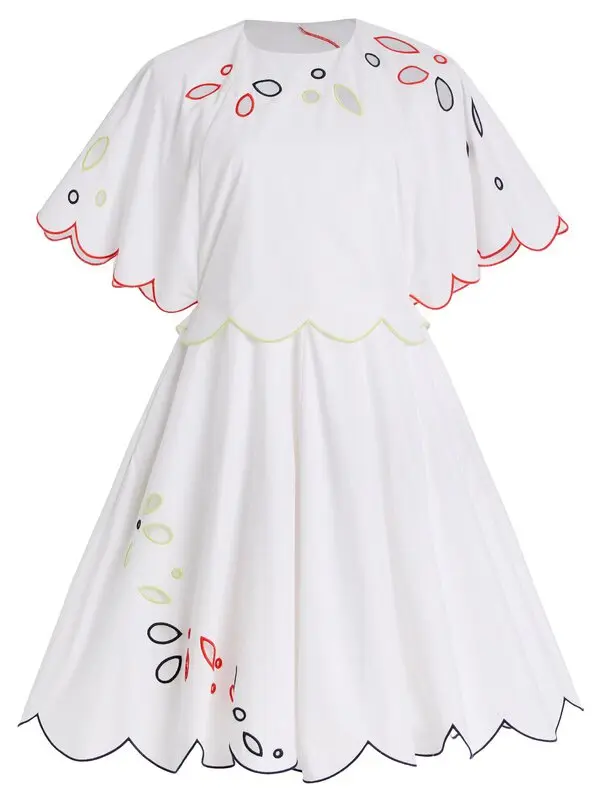 Rosie Assoulin Embroidered Cotton Mini Dress - White