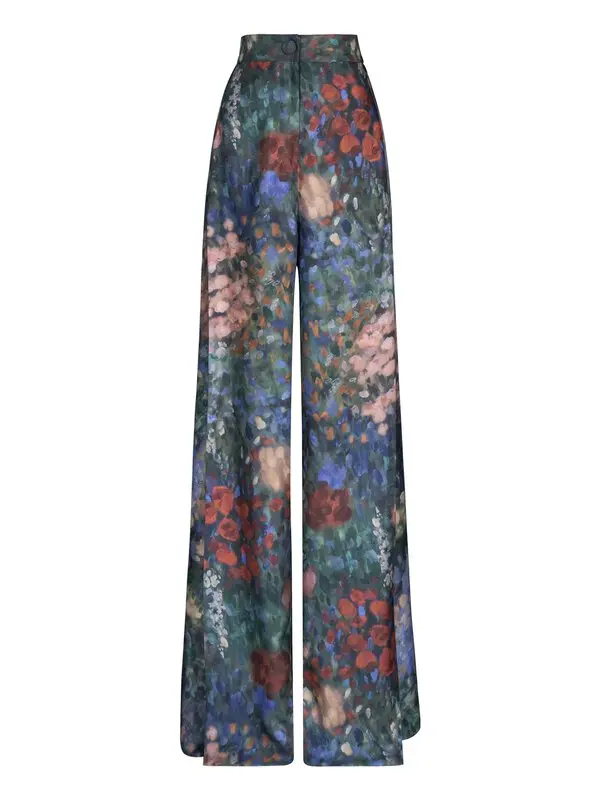 MARIA ELENA VILLAMIL Bambu Printed Silk Twill Wide-leg Pants - Multi