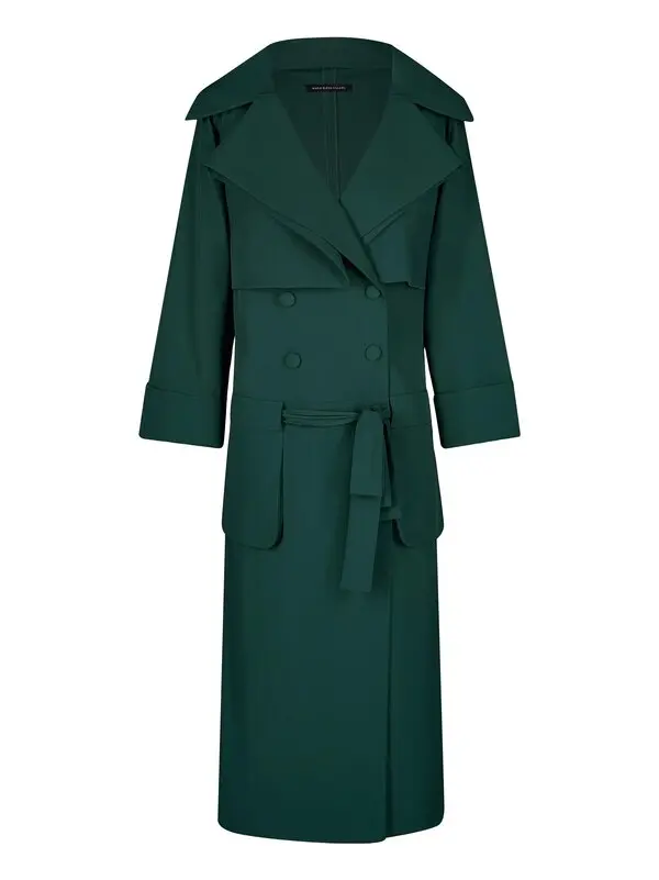 MARIA ELENA VILLAMIL Alamo Belted Coat - Dark Green