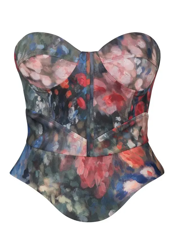 MARIA ELENA VILLAMIL Contorno Printed Bustier Top - Multi