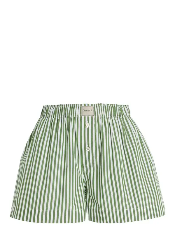 Comme Si La Boxer Classica Striped Cotton-poplin Shorts - Green