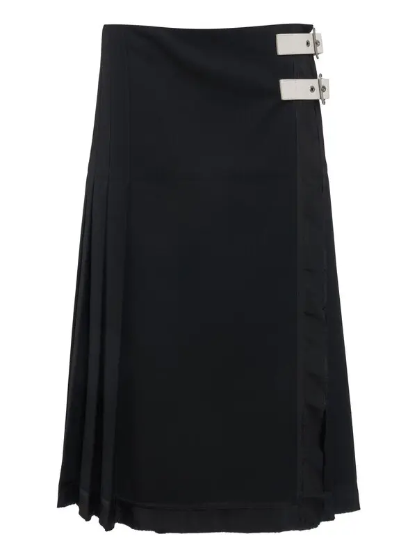 JIL SANDER Wool Kilt Midi Skirt - Black