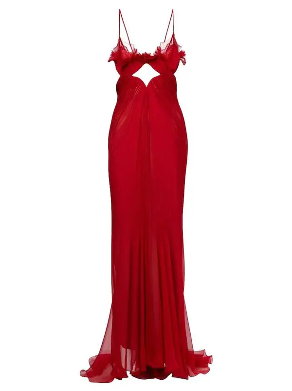 MARIA LUCIA HOHAN Ariadne Cutout Lace-trimmed Gown - Red