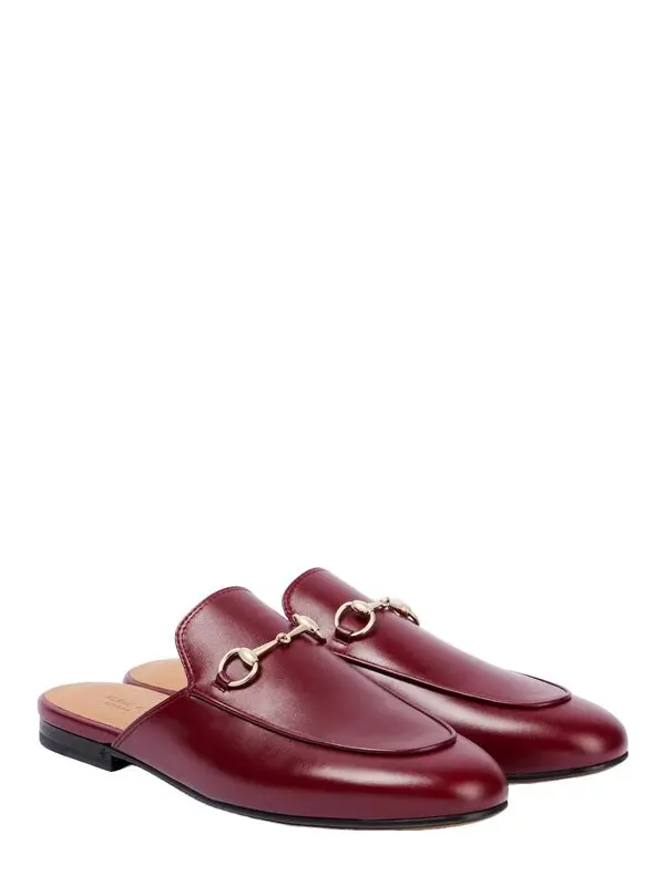 Gucci Princetown Leather Mules - Burgundy