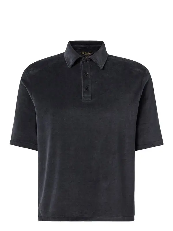 Loro Piana Murano Cotton And Silk Velour Polo Shirt - Blue