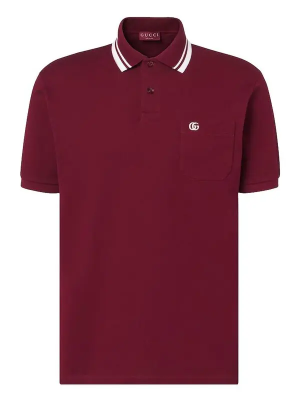 Gucci Double G Cotton-blend Piqué Polo Shirt - Burgundy