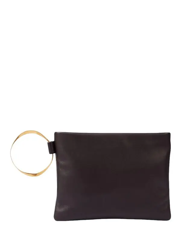 THE ROW Square Bracelet Leather Clutch - Brown