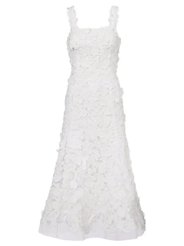 Carolina Herrera Guipure Lace Midi Dress - White