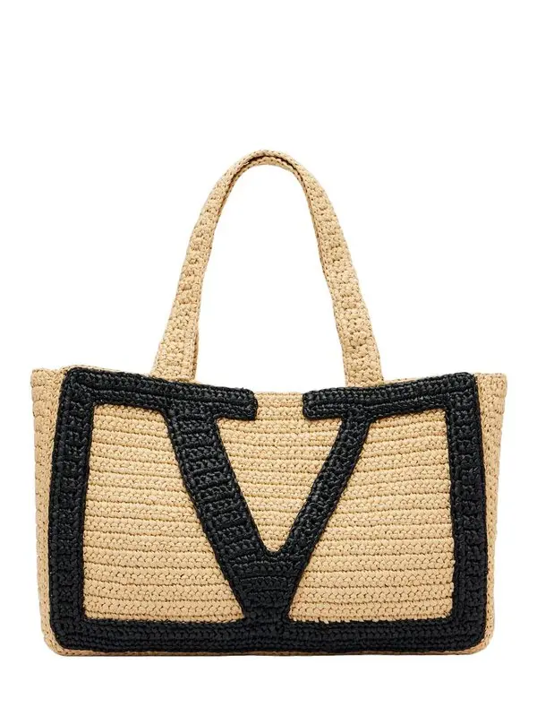 Valentino Garavani Viva Superstar Large Crochet Tote - Beige