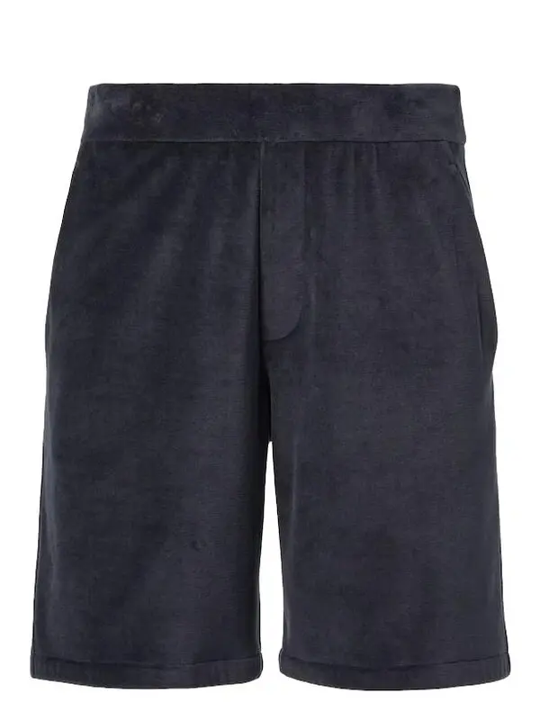Loro Piana Murano Cotton And Silk Velour Bermuda Shorts - Blue