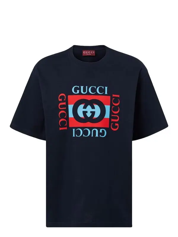 Gucci Logo Cotton Jersey T-shirt - Blue