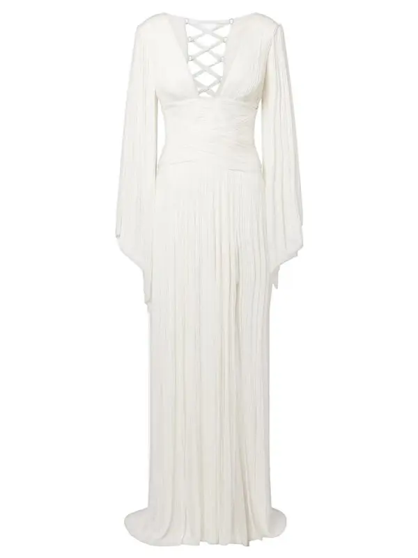 MARIA LUCIA HOHAN Alana B Plissé Maxi Dress - White