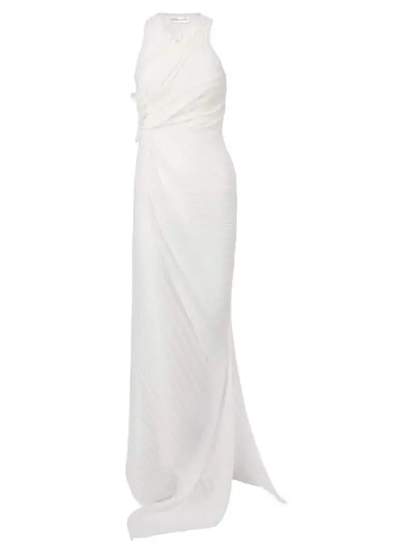 Victoria Beckham Gathered Cotton-blend Maxi Dress - White