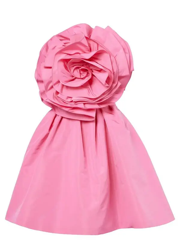 Carolina Herrera Floral-applique Silk Faille Cocktail Dress - Pink