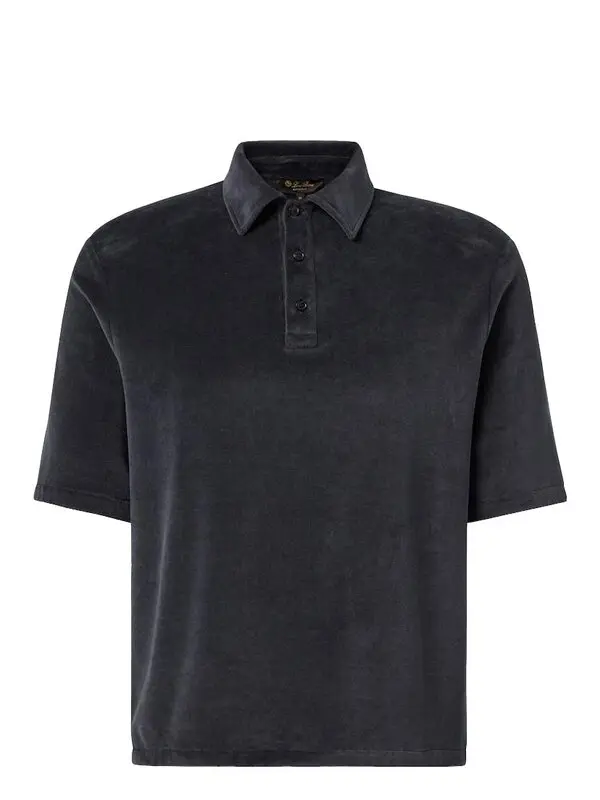 Loro Piana Murano Cotton And Silk Velour Polo Shirt - Blue