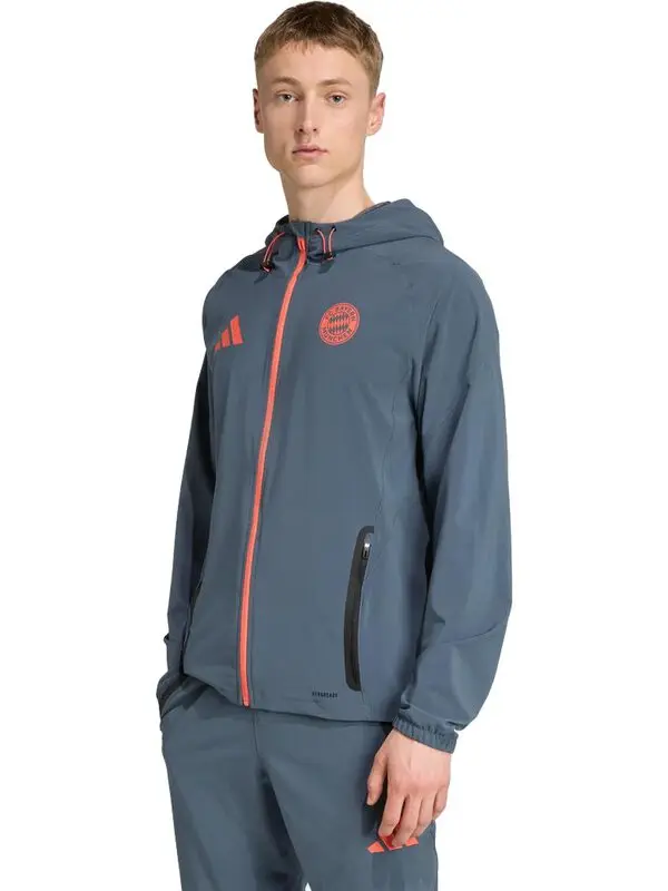 Adidas Fc Bayern Tiro 25 Competition Vis Tech Travel Jacket - Bold Onix / Easy Coral