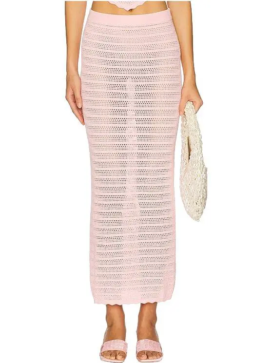 AFRM Dorota Crochet Maxi Skirt - Pink