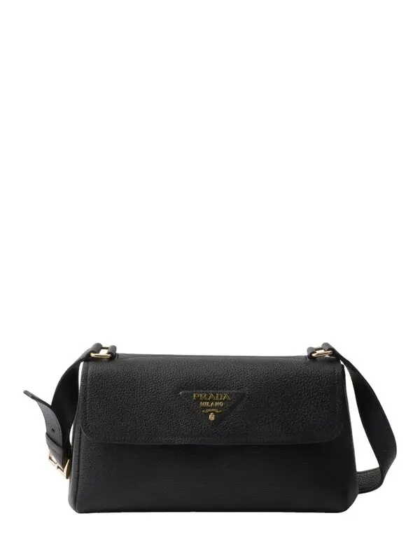 Prada Small Leather Shoulder Bag - Black