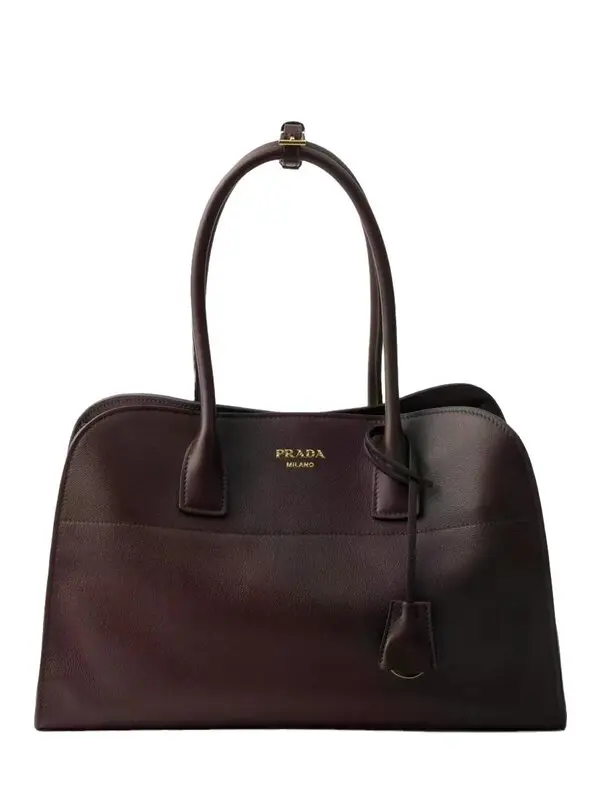 Prada Large Leather Tote Bag - Brown