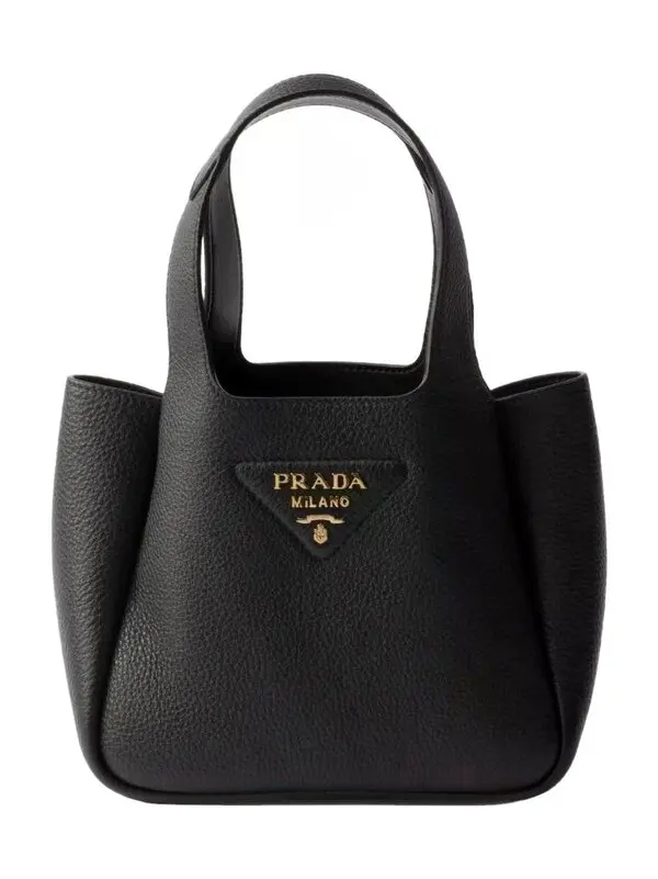 Prada Mini Leather Tote Bag - Black