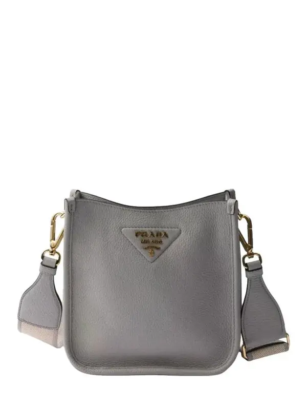 Prada Mini Leather Shoulder Bag - Grey