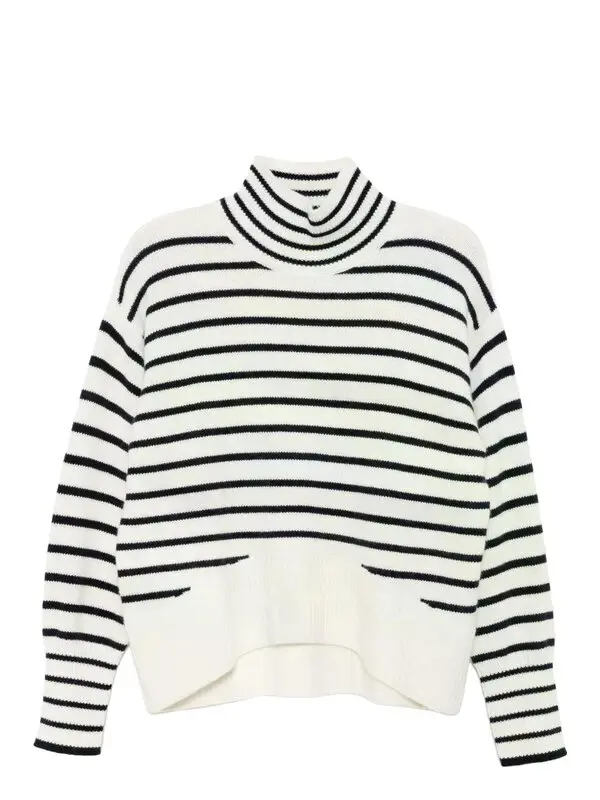 AEXAE Striped Cashmere Jumper - White