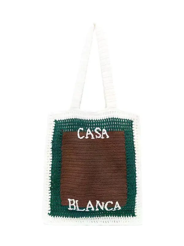 Casablanca Tennis Crochet Tote Bag - Brown