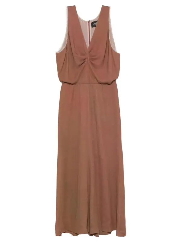 A.M.G. V-neck Midi Dress - Brown