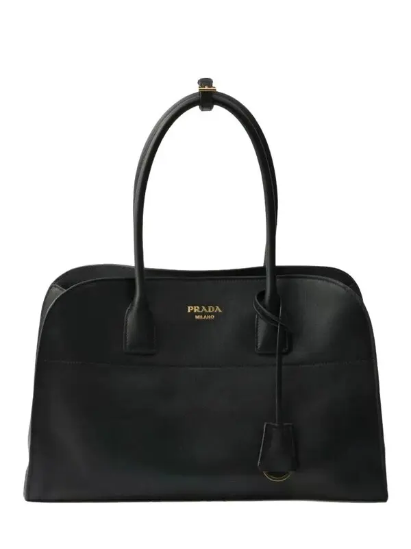 Prada Large Leather Tote Bag - Black