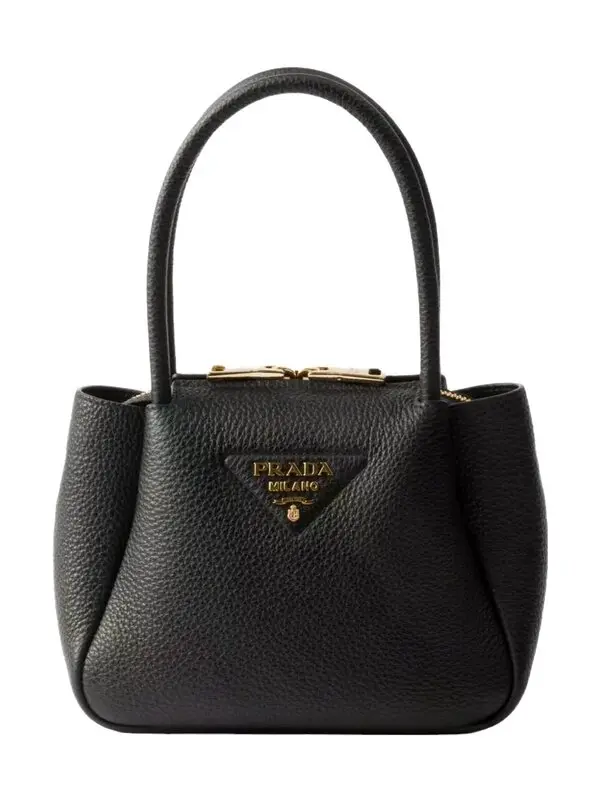 Prada Mini Leather Tote Bag - Black