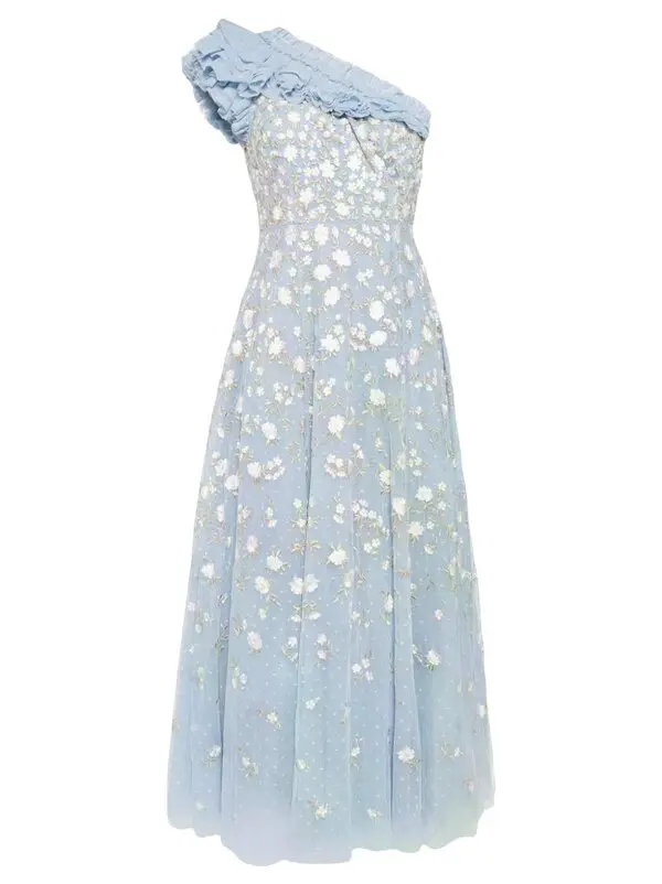 NEEDLE & THREAD Lea Ditsy Gown - Blue