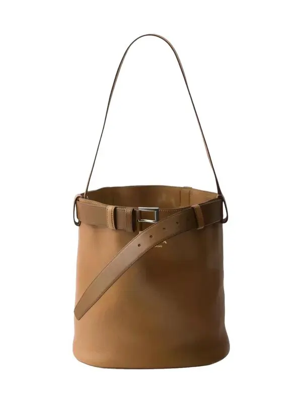 Prada Buckle Bucket Bag - Brown