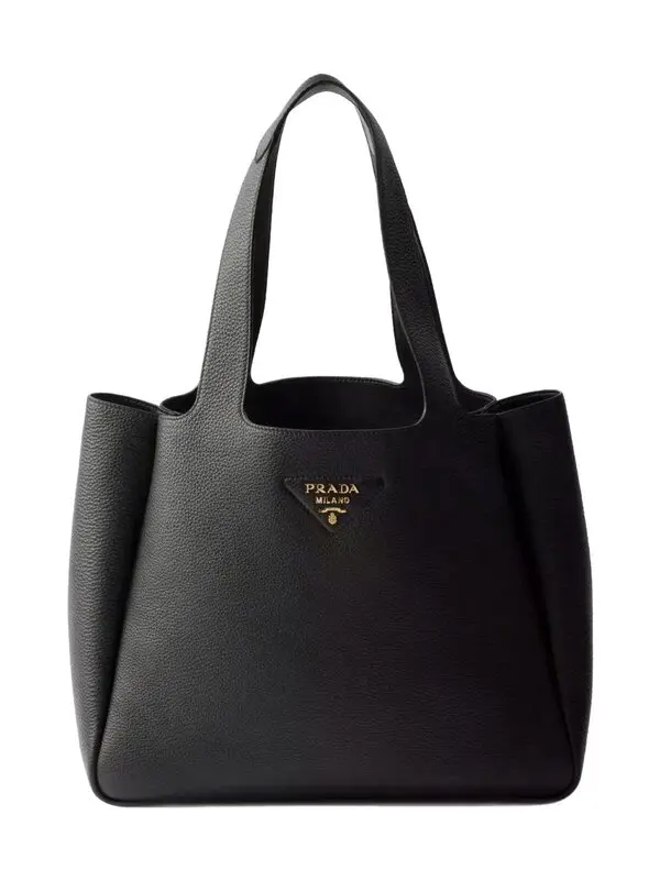 Prada Medium Leather Tote - Black