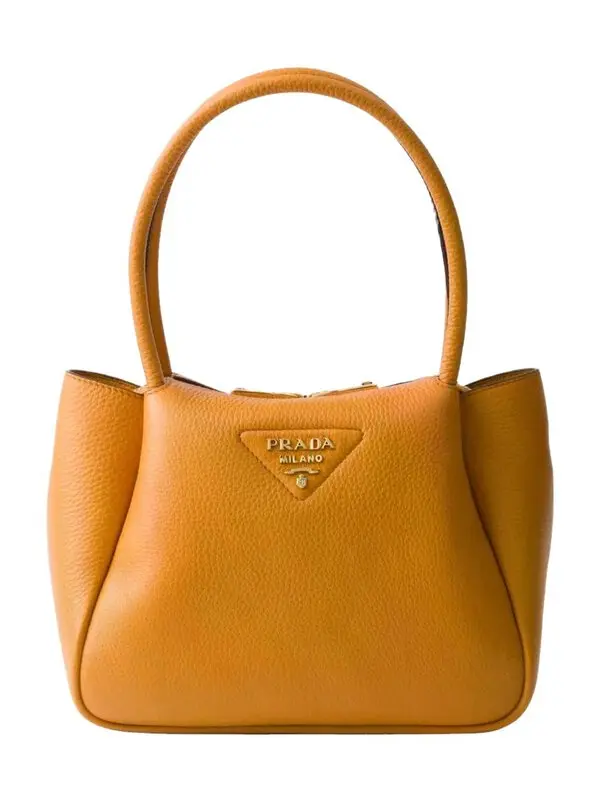 Prada Small Leather Tote Bag - Orange