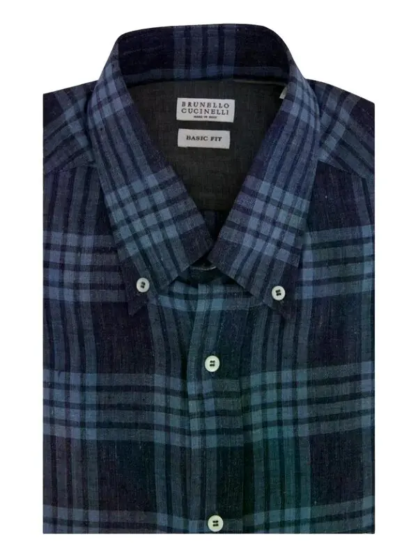 Brunello Cucinelli Checked Shirt - Blue