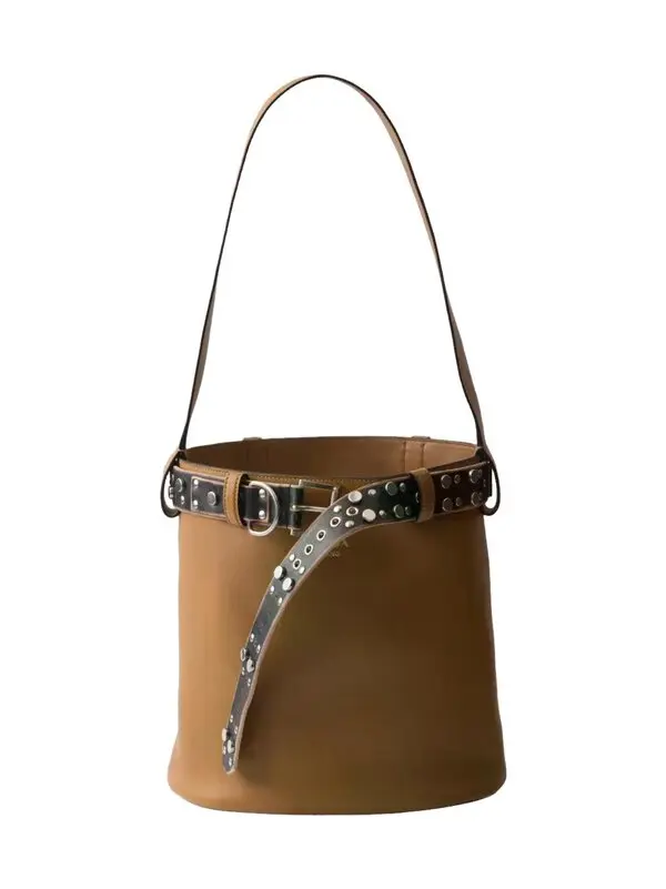 Prada Buckle Bucket Bag - Brown